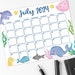 July 2024 Underwater Calendar, Printable Under the Sea Planner, Monthly ...