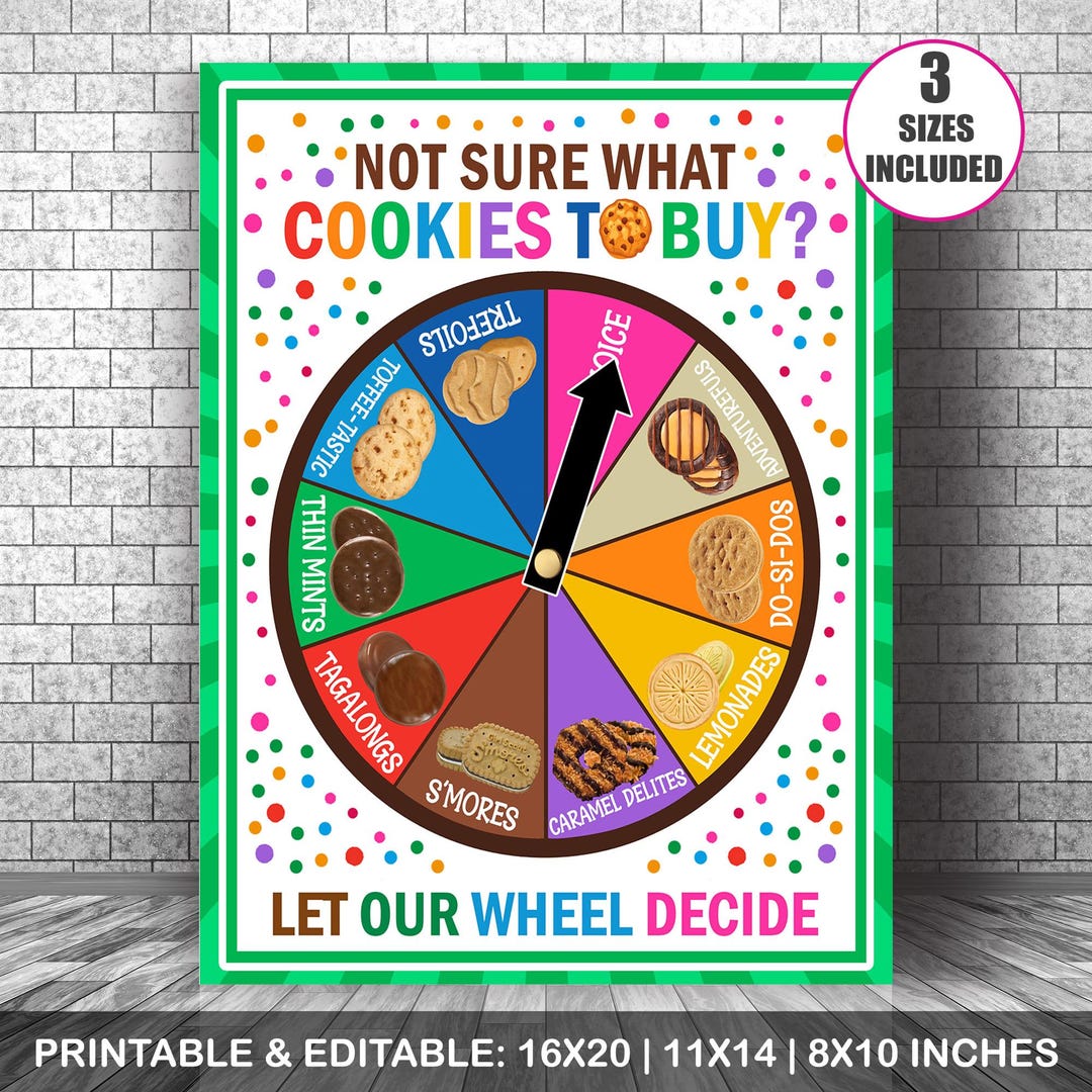 Printable Cookie to Buy Wheel Cookie, Booth Sign Template, Editable ...