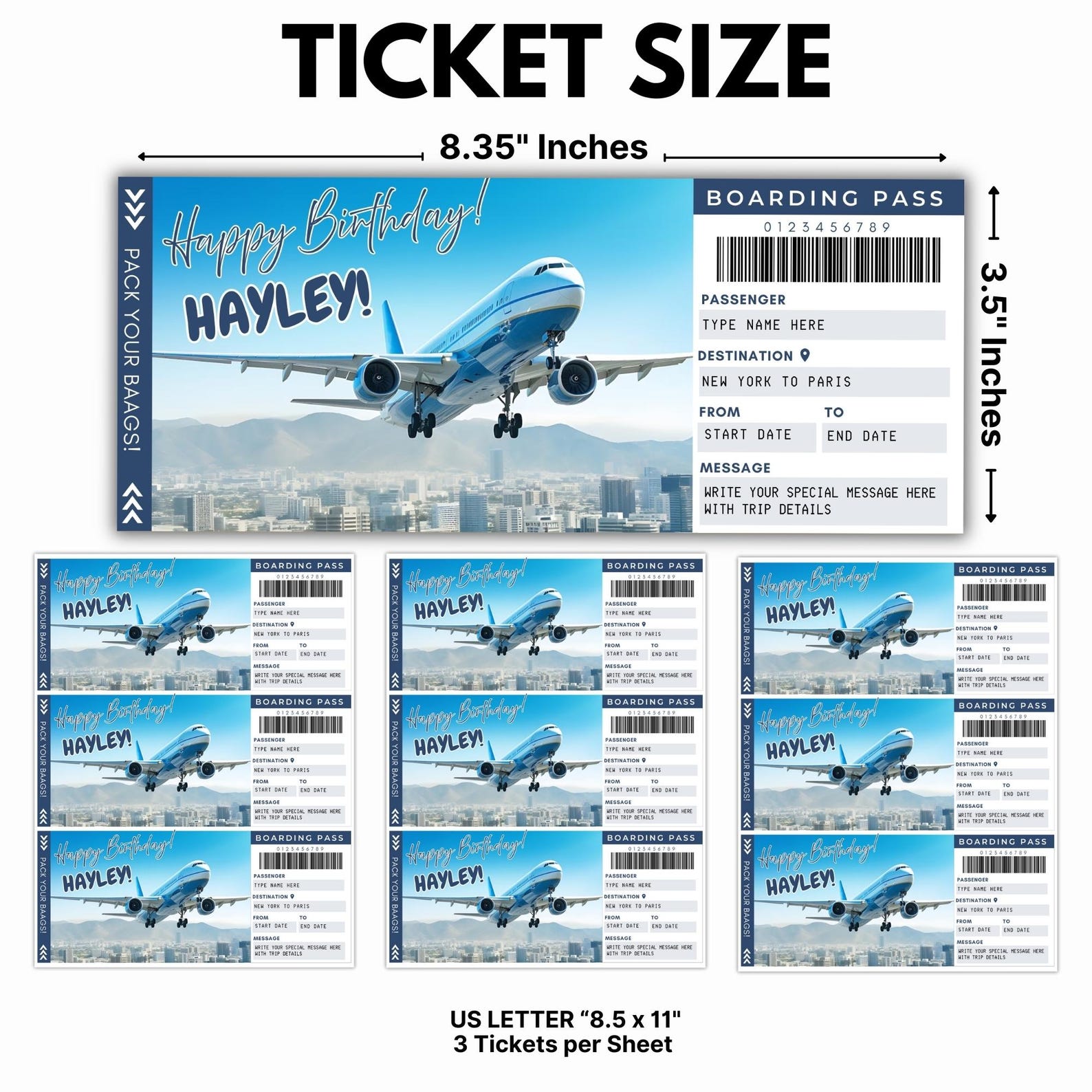 DIY Surprise Trip Gift Boarding Pass Ticket Template | Editable ...