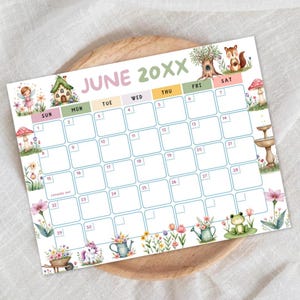 Editable Magical Garden June Calendar Template | Fairy Garden Monthly ...