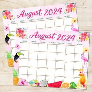 PDF Tropical Paradise August 2024 Themed Calendar, Printable Island ...