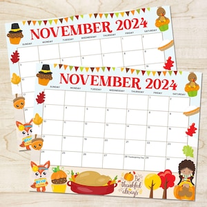 Printable November Calendar Cute Design - Etsy