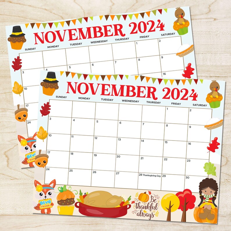 Printable November Calendar Cute Design - Etsy