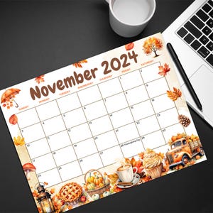 Whimsical November Calendar Printable - Etsy