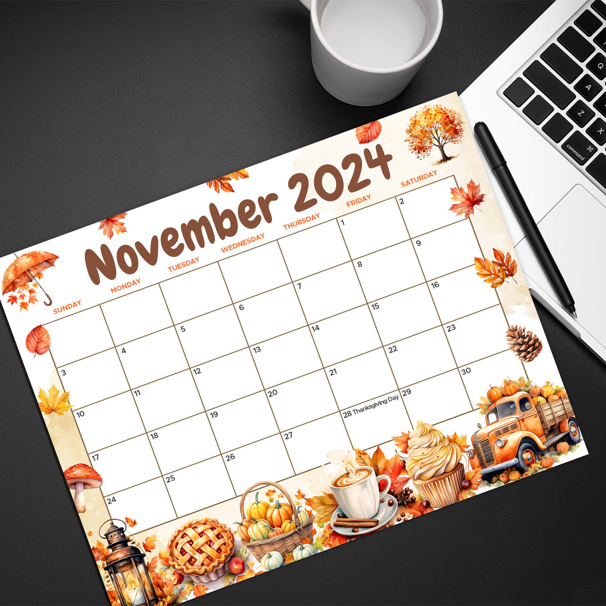 Whimsical November Calendar Printable - Etsy
