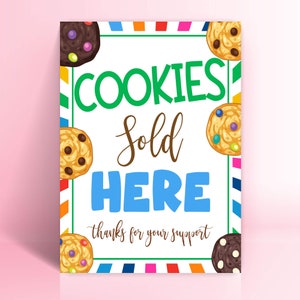 Cookies Sold Here Sign, Printable Scout Cookie Booth Sign, PDF Cookie ...