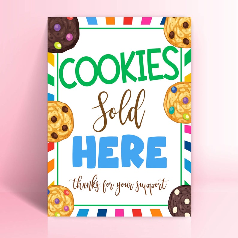 Cookies Sold Here Sign, Printable Scout Cookie Booth Sign, PDF Cookie ...