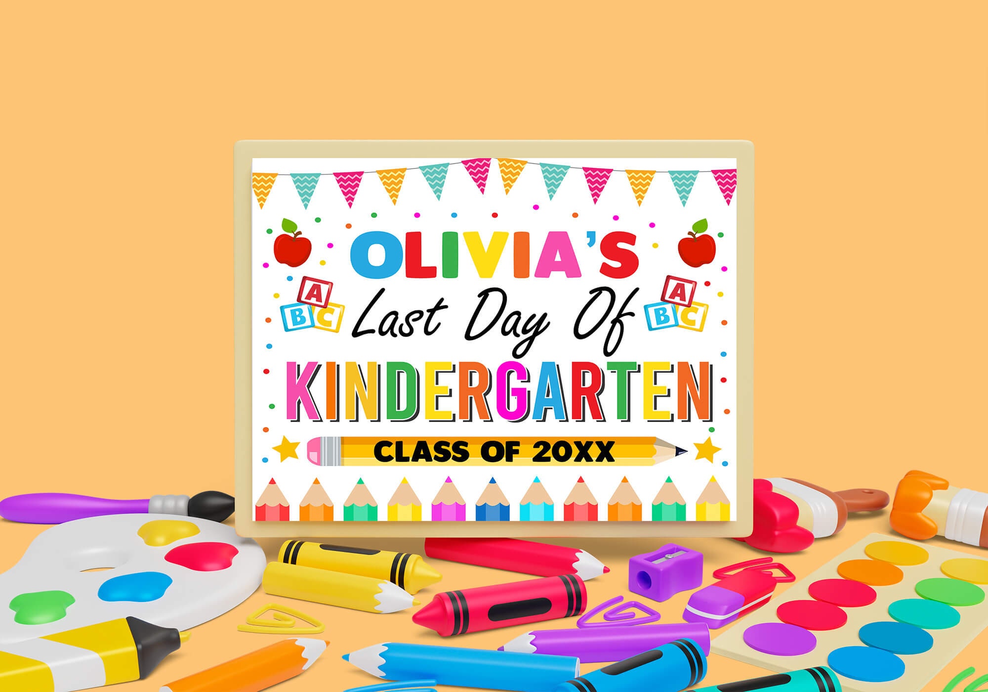 Editable Last Day of Kindergarten Sign With Name, Printable Sign ...