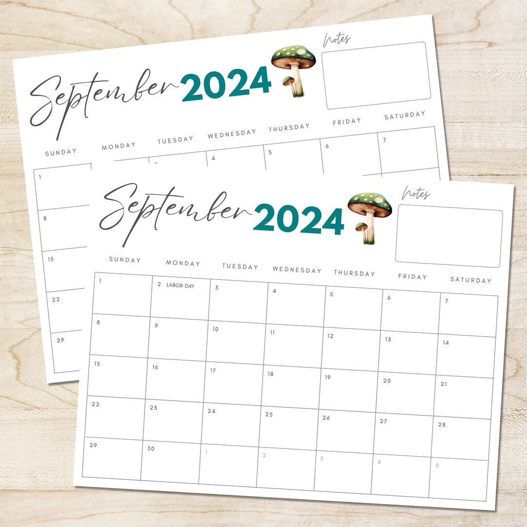 Minimalist September 2024 Printable Monthly Calendar - Etsy