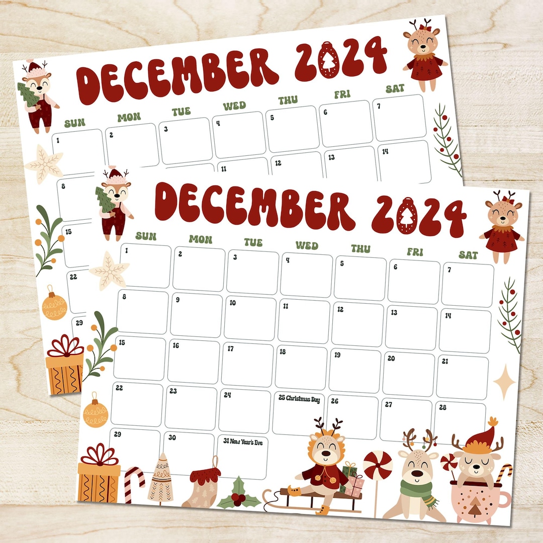 Retro Cute December Calendar - Etsy