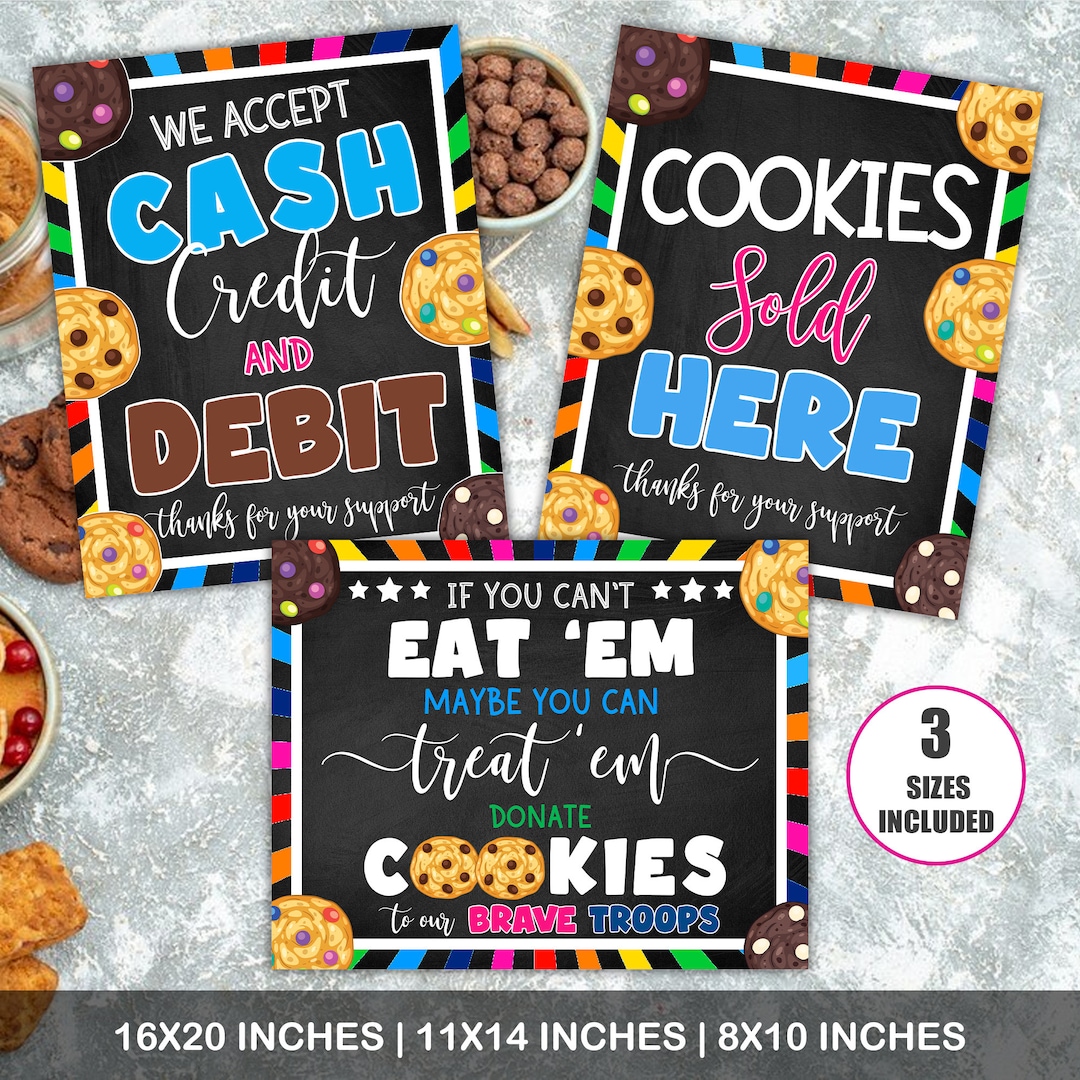 PDF Cookie Booth Sign Bundle Set, We Accept Payments Sign Cash, Credit ...