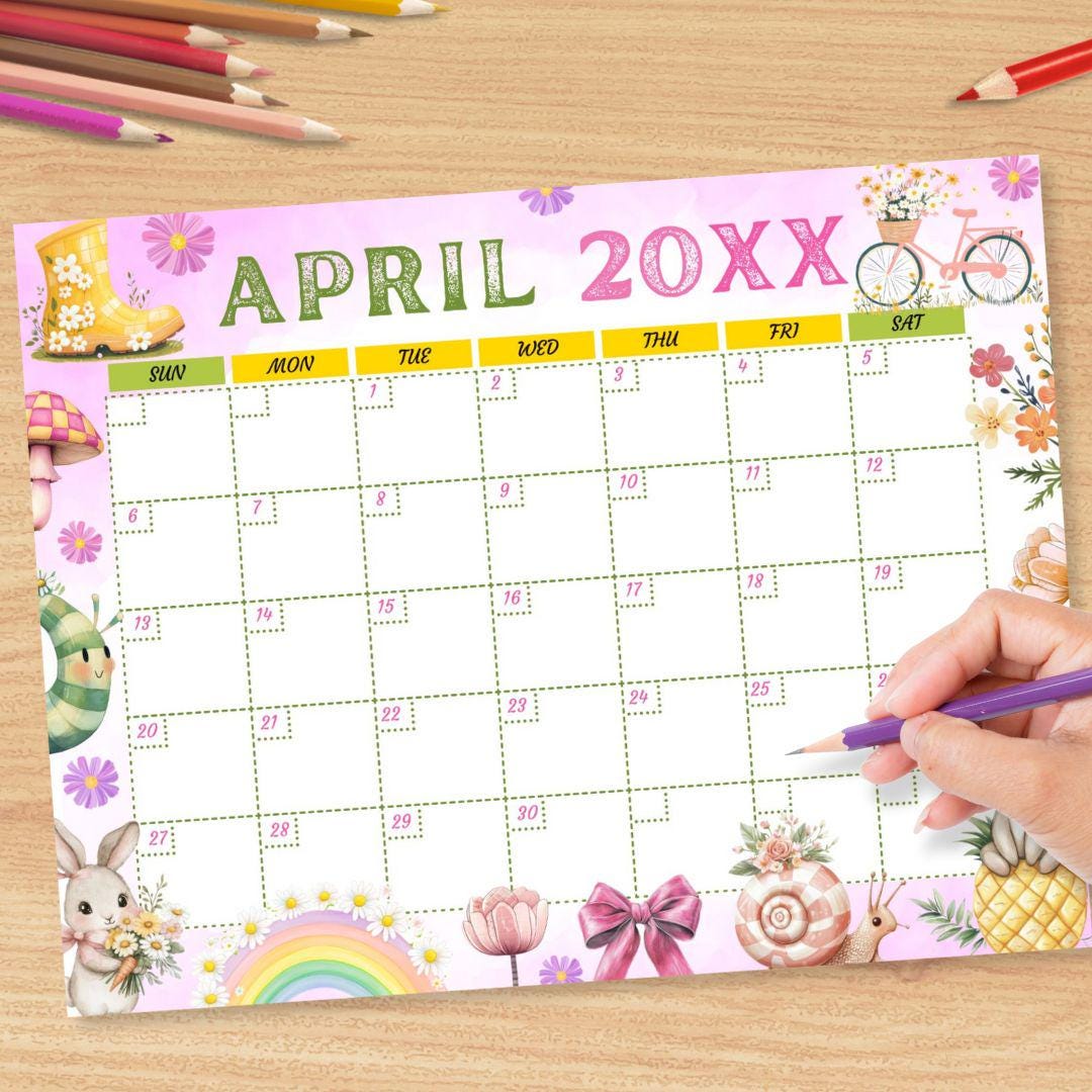 EDITABLE April 2025 Calendar, Spring April 2025 Calendar Printable ...