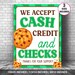Printable We Accept Payments Sign Cash, Credit Checks, Fundraising ...
