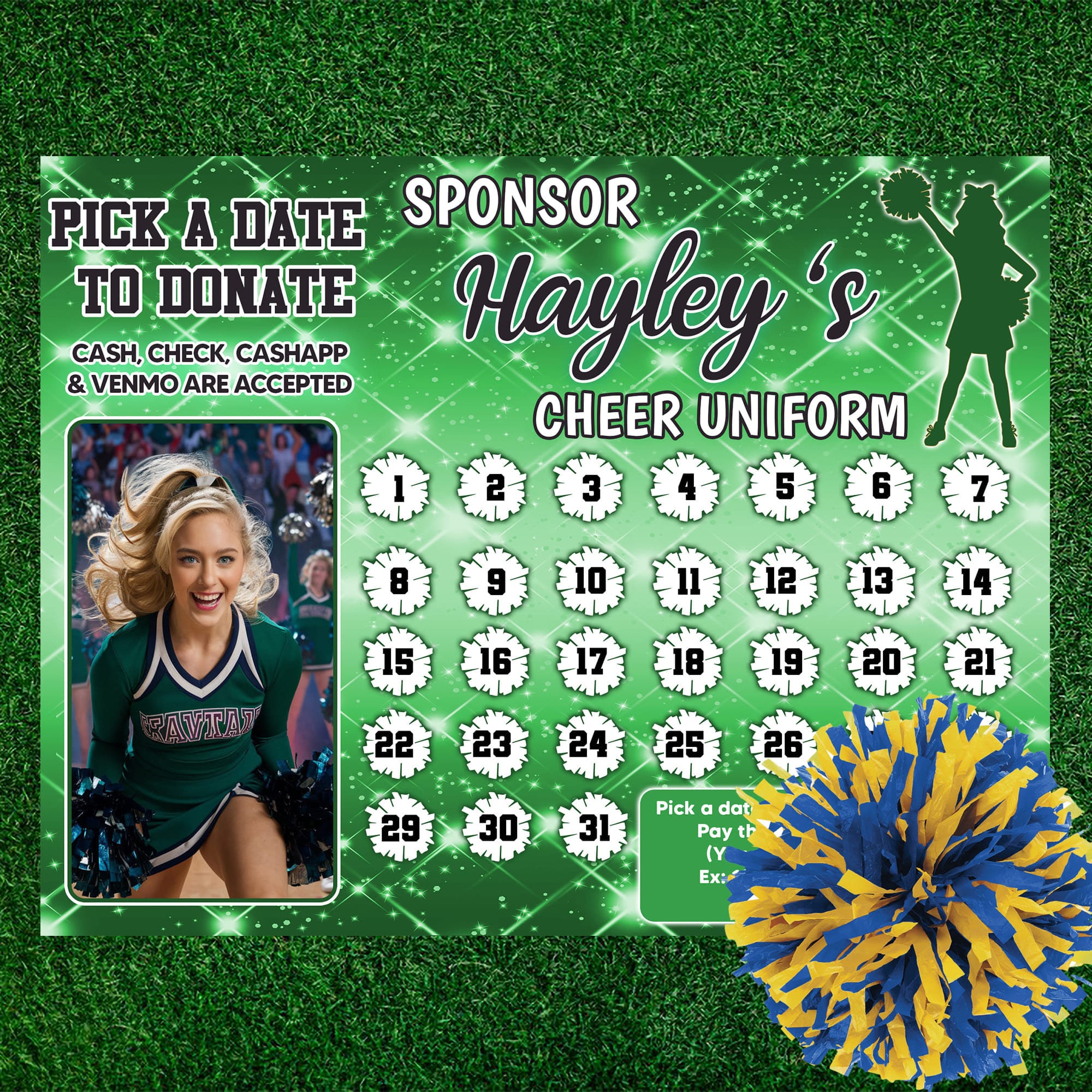 Editable Cheerleading Squad Calendar Fundraiser, School Pep Squad Pick ...