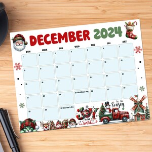 Printable December Calendar With Whimsical Retro Style - Etsy