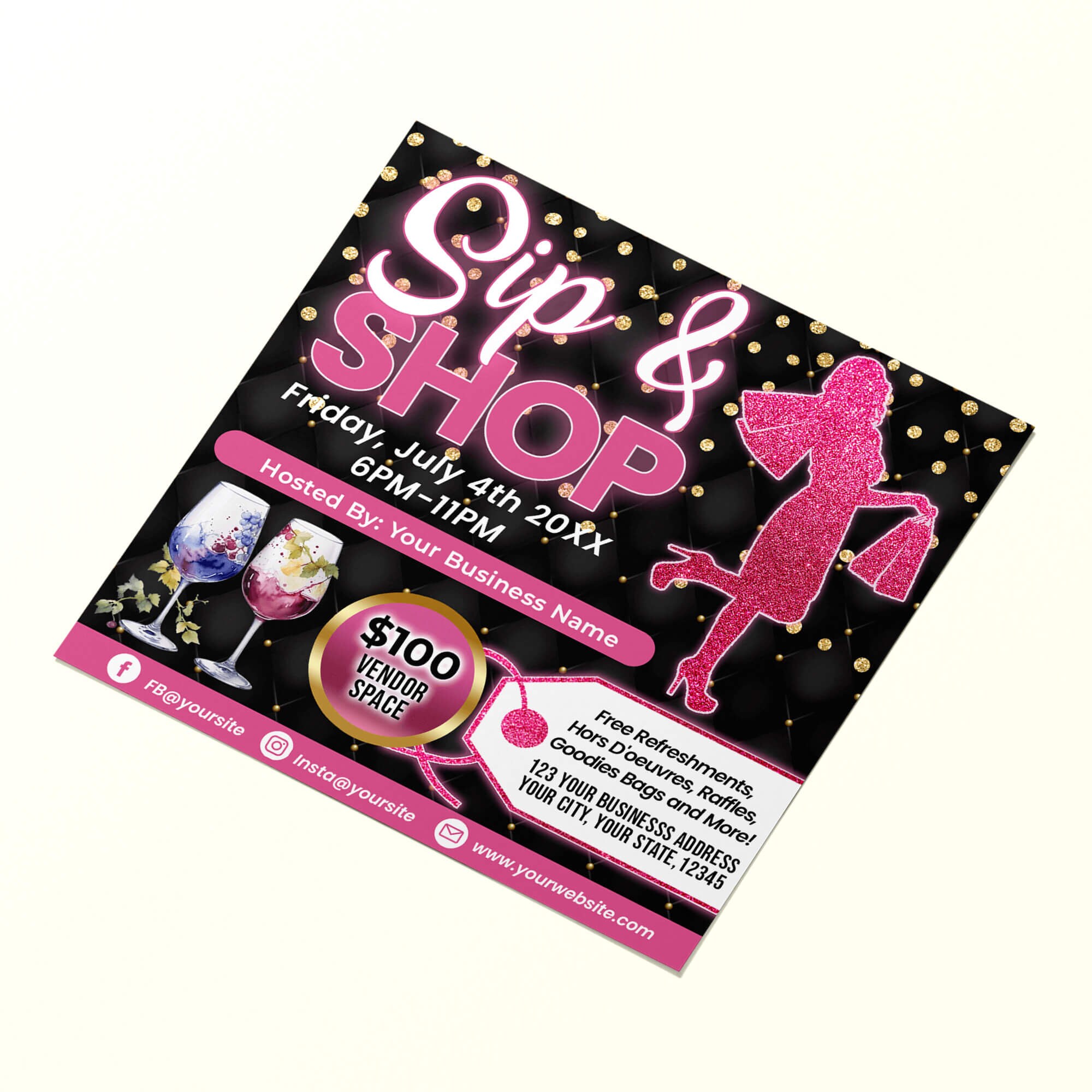 Editable Sip and Shop Flyer, Pop up Shop Flyer, Boutique Event Flyer ...