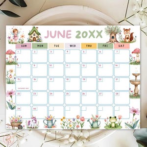 Editable Magical Garden June Calendar Template | Fairy Garden Monthly ...