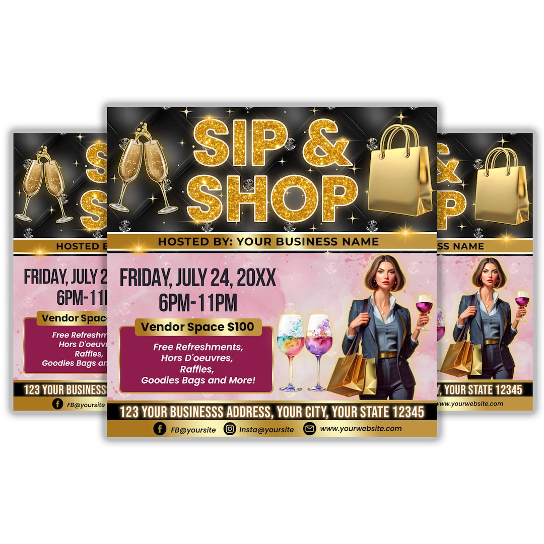 Pop up Shop Flyer, Sip and Shop Flyer, Boutique Event Flyer, Shopping ...