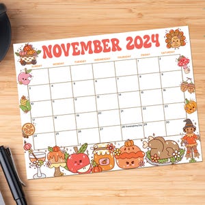 Cute November Calendar With Retro Style - Etsy
