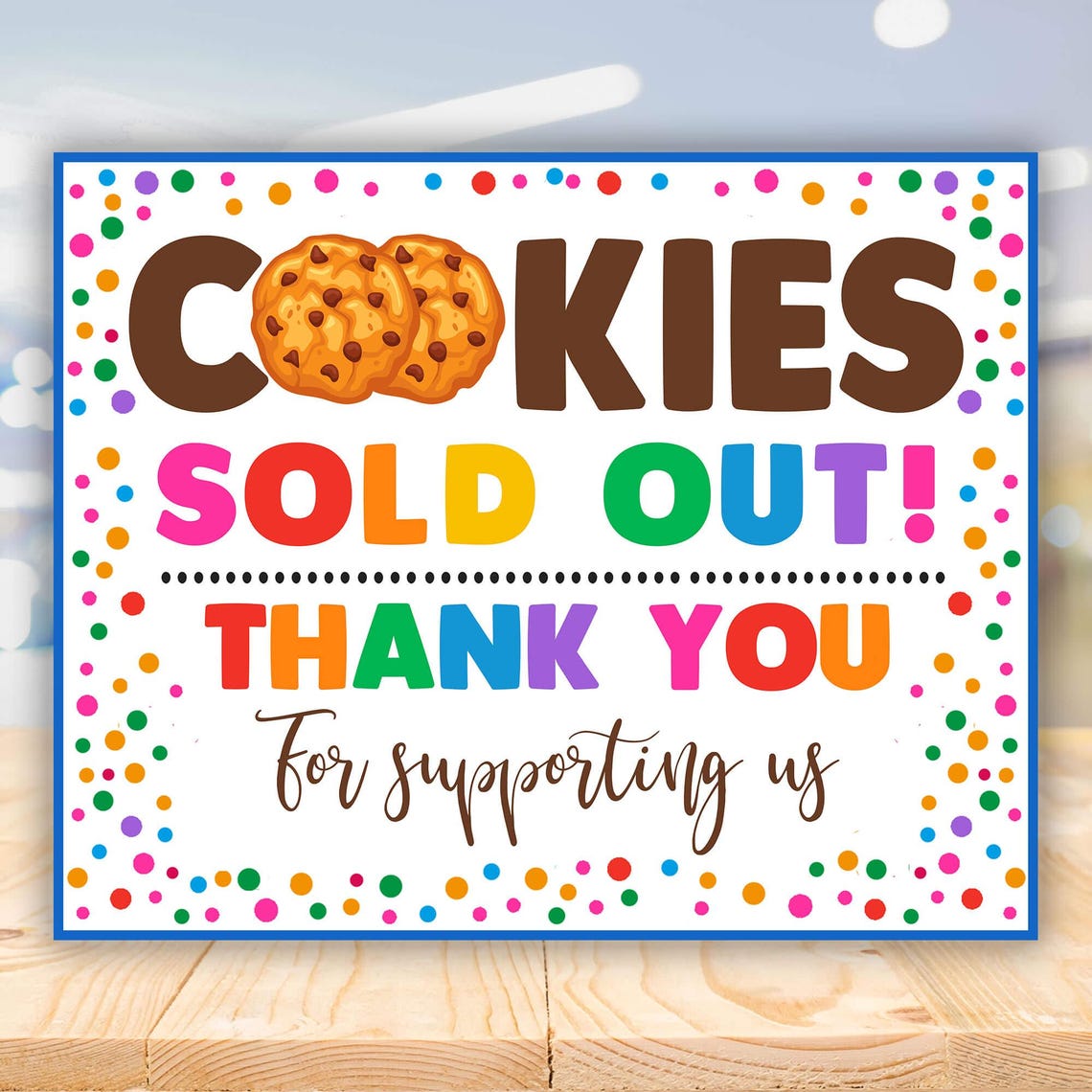 Printable Cookies Sold Out Sign, Cookie Booth Sign, Cookie Sale ...