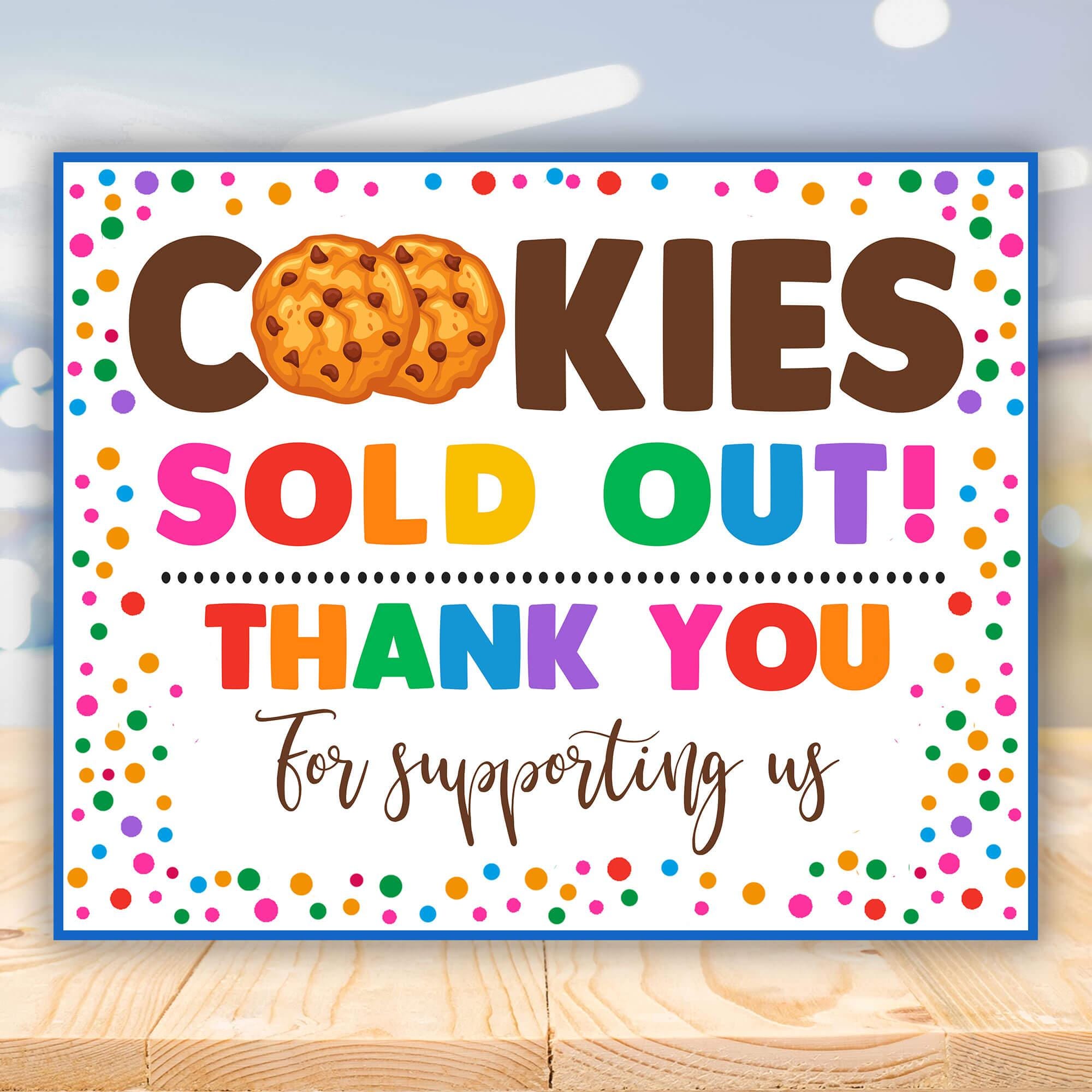 Printable Cookies Sold Out Sign, Cookie Booth Sign, Cookie Sale ...