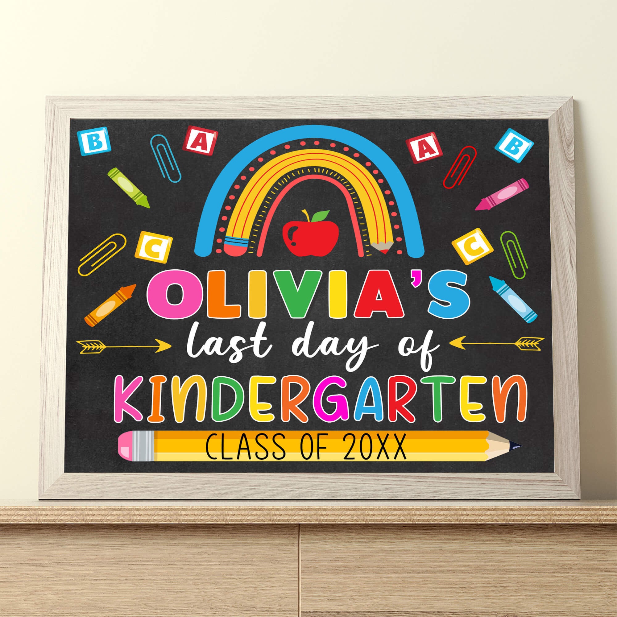 Editable End of School Year Sign With Name Template, Kindergarten Last ...