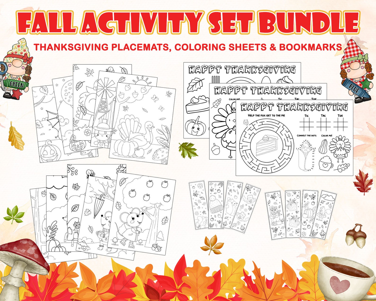 Fall Activity Sheets for Kids Bundle, Printable Activity Pages, PDF ...