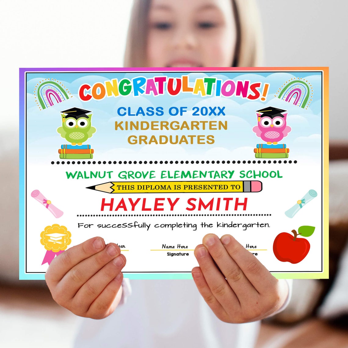 Kindergarten Graduation Diploma Certificate, Editable Kindergarten ...