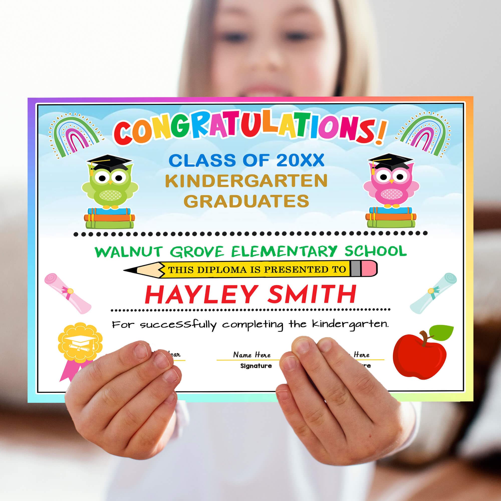 Kindergarten Graduation Diploma Certificate, Editable Kindergarten ...