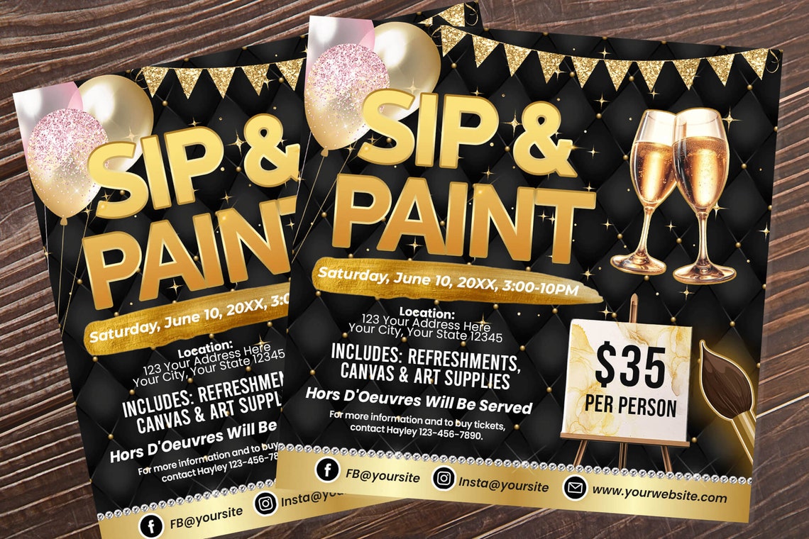 Editable Paint Party Themed Event Flyer, Paint and Sip Flyer, Paint ...