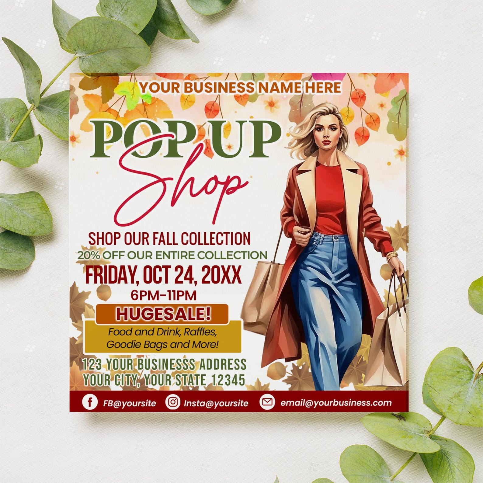 Rustic Fall Pop-up Flyer Editable - Etsy