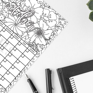 2023 Calendar PDF, Floral Calendar 12 Month Coloring Pages, Printable ...