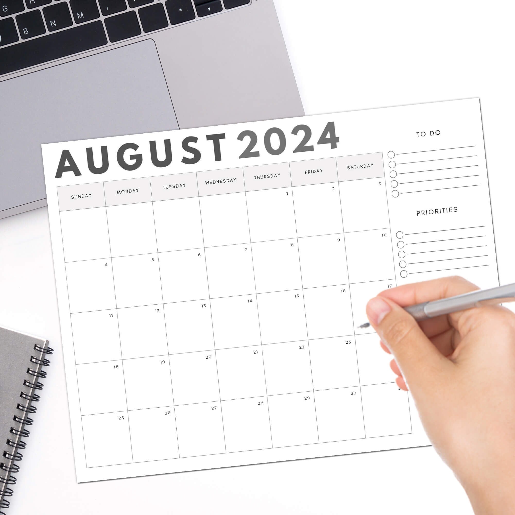2024 August Calendar, Printable Monthly Calendar, Minimalist Planner ...