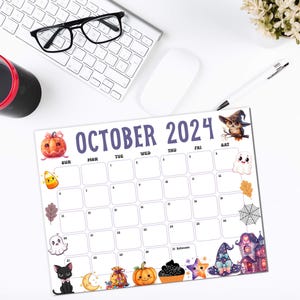 Whimsical October 2024 Halloween Calendar PDF - Etsy