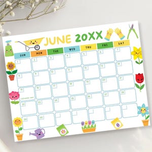 Editable Spring Garden June Calendar Template | Printable Floral ...
