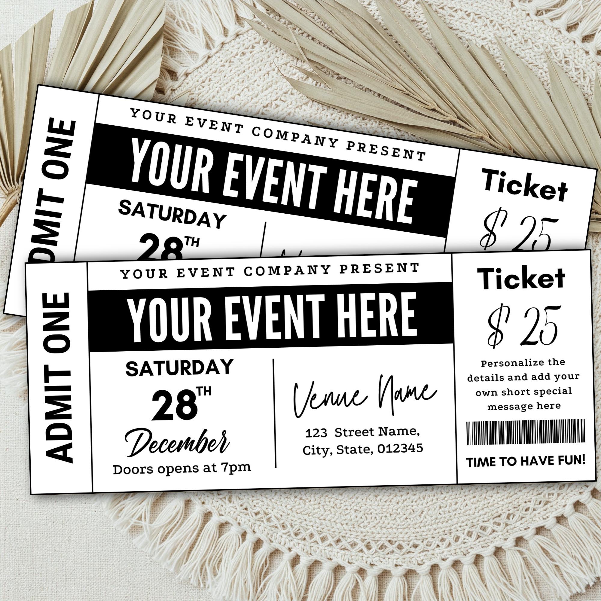 Event Ticket Template | Event Ticket Editable | DIY Event Ticket ...