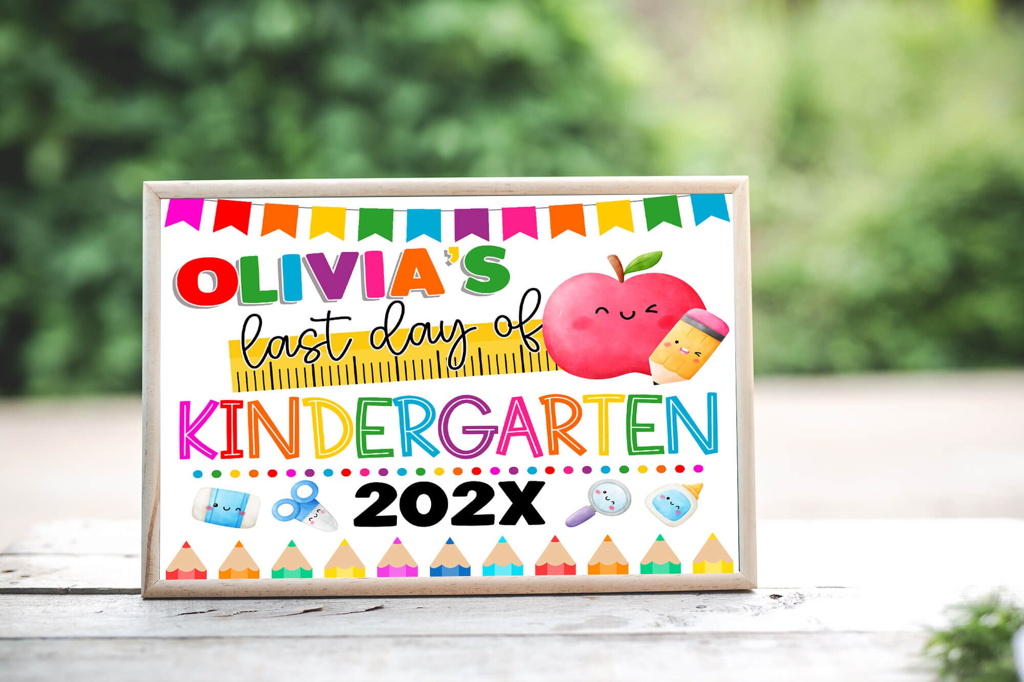 Last Day of Kindergarten With Name Sign Template Editable, Printable ...