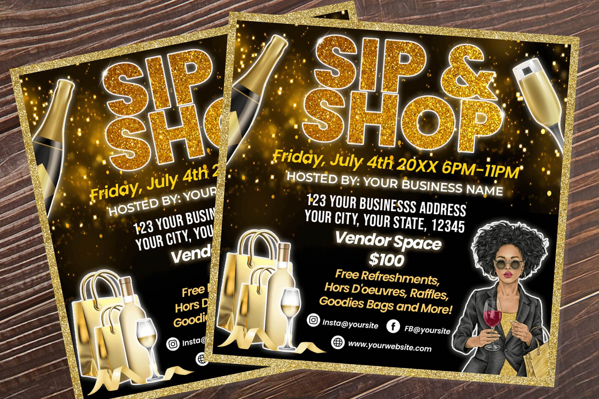 Sip and Shop Pop up Shop Flyer, Editable Shopping Event Invitation ...