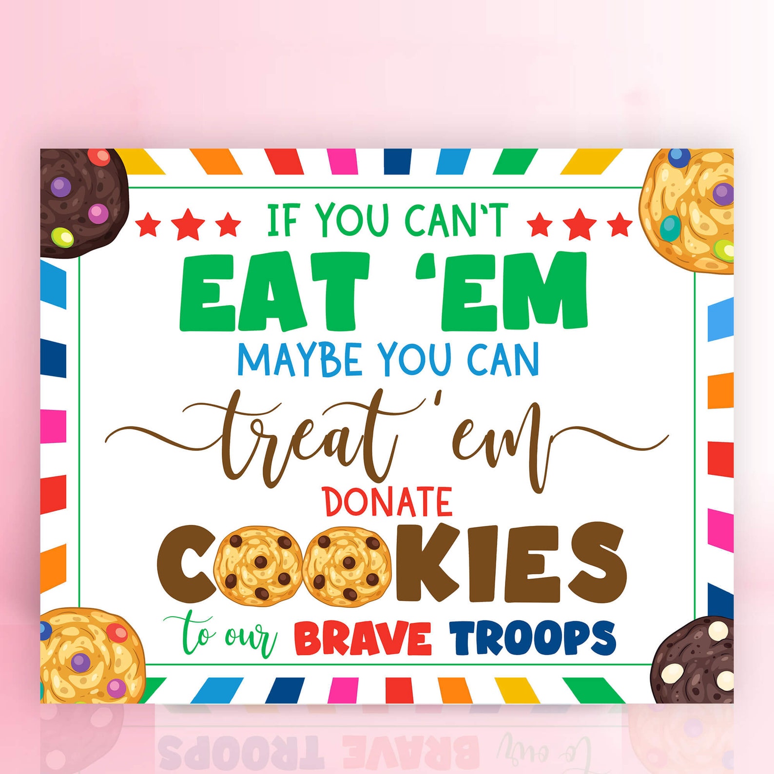 Printable Cookie Booth Sign, PDF Donate Cookies for Military Troops, If ...
