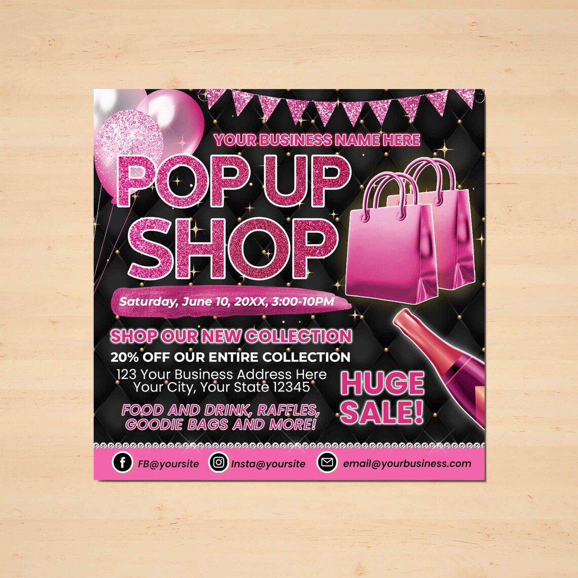 DIY Pop up Shop Flyer, Boutique Flyer, Event Flyer, Sip and Shop Flyer ...