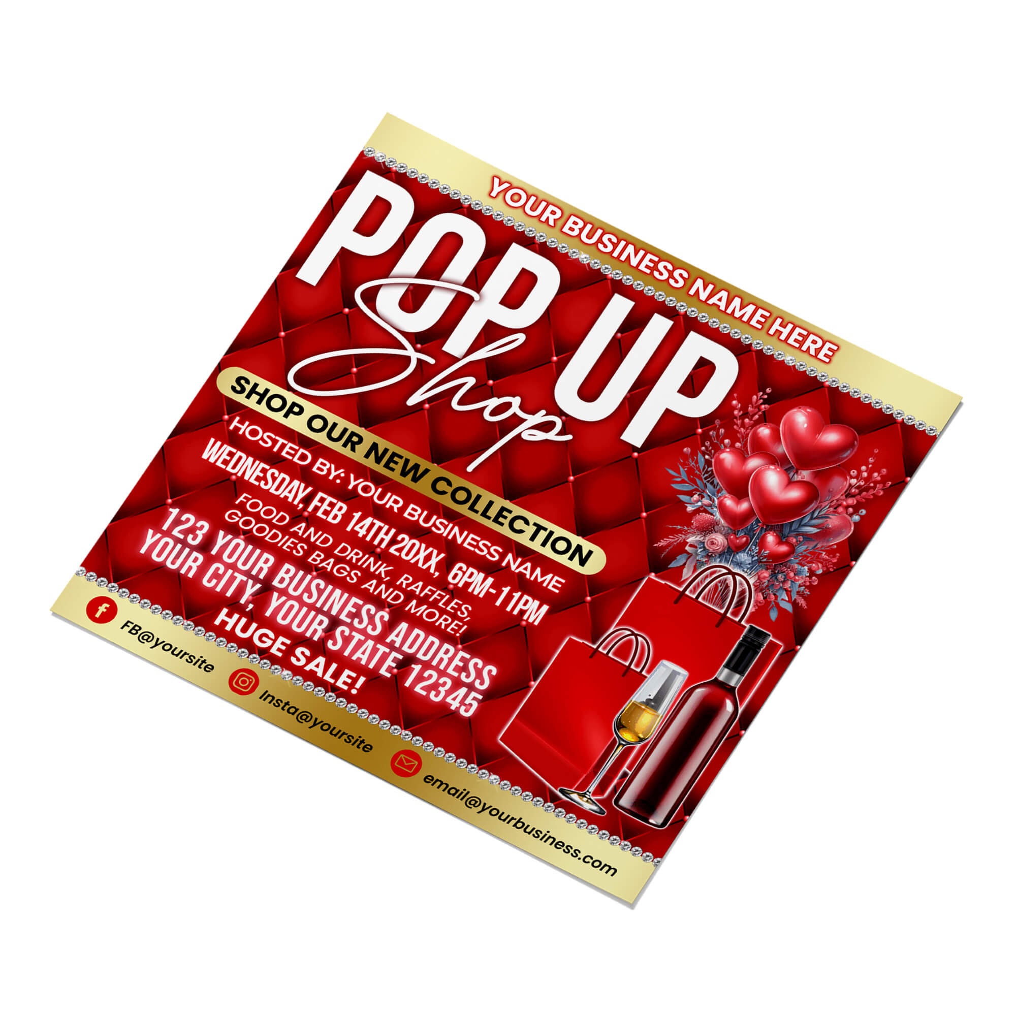 Editable Valentine's Day Pop up Shop Flyer, Valentines Day Sip and Shop ...