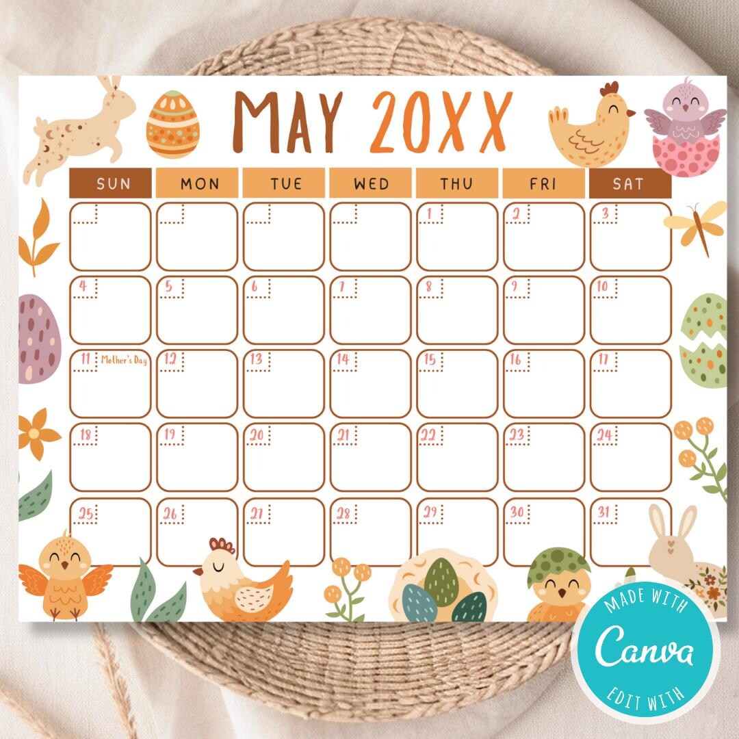 Boho May Calendar Printable | Aesthetic Mother’s Day Planner | Colorful ...
