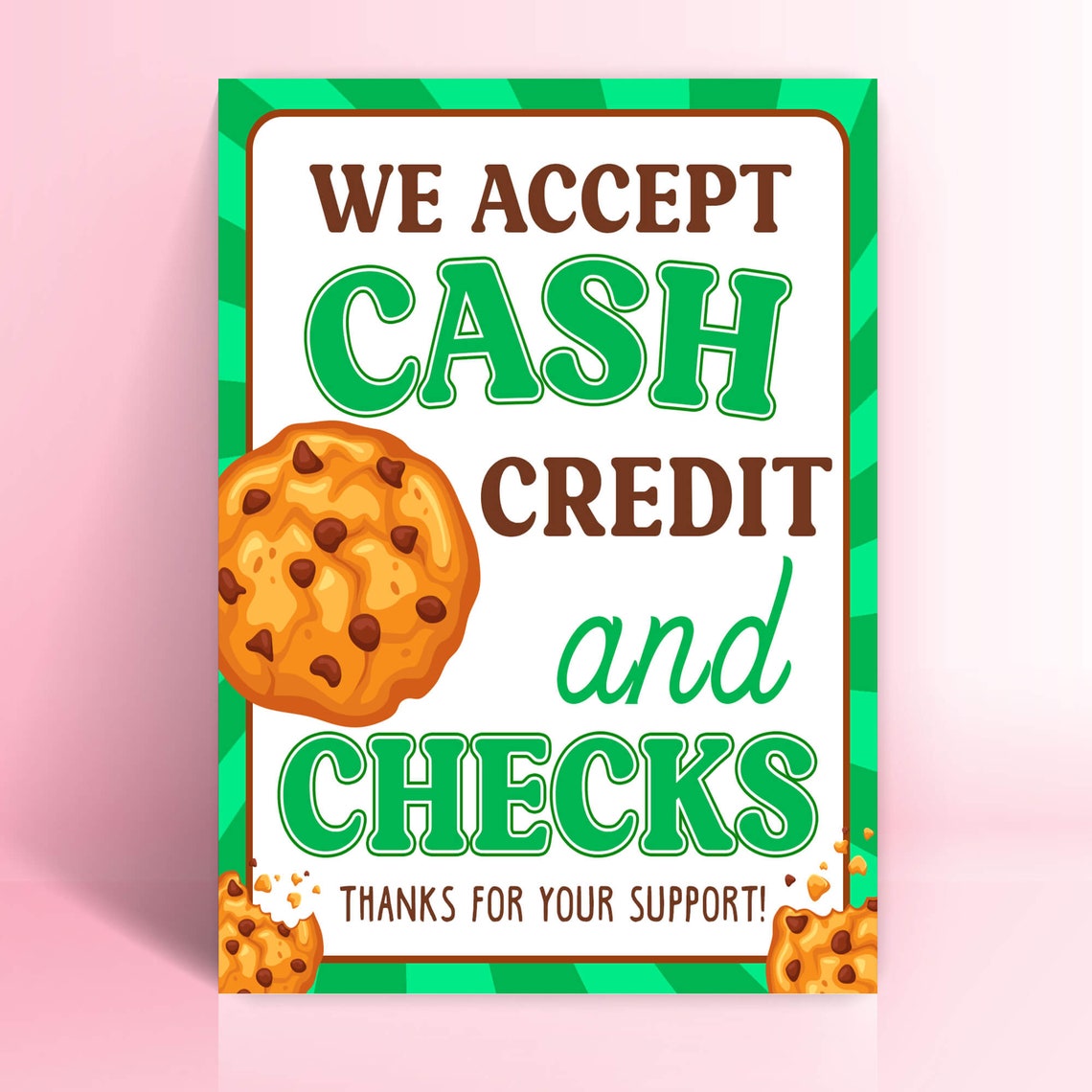 Printable We Accept Payments Sign Cash, Credit Checks, Fundraising ...