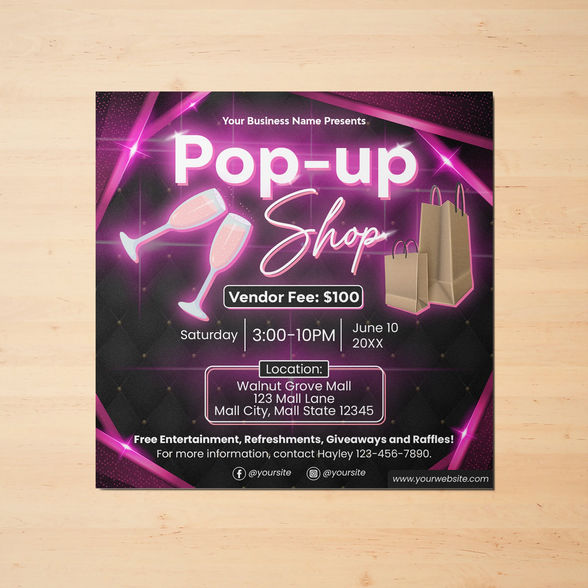 Pop up Shop Flyer Template, Shop Now Flyer, Sip and Shop Flyer, Grand ...