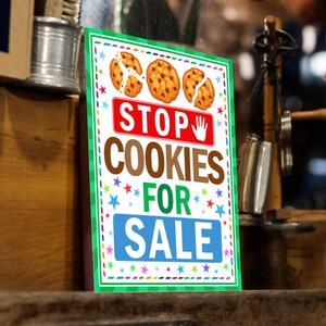 Stop Cookies for Sale, Printable Scout Cookie Booth Sign, PDF Cookie ...