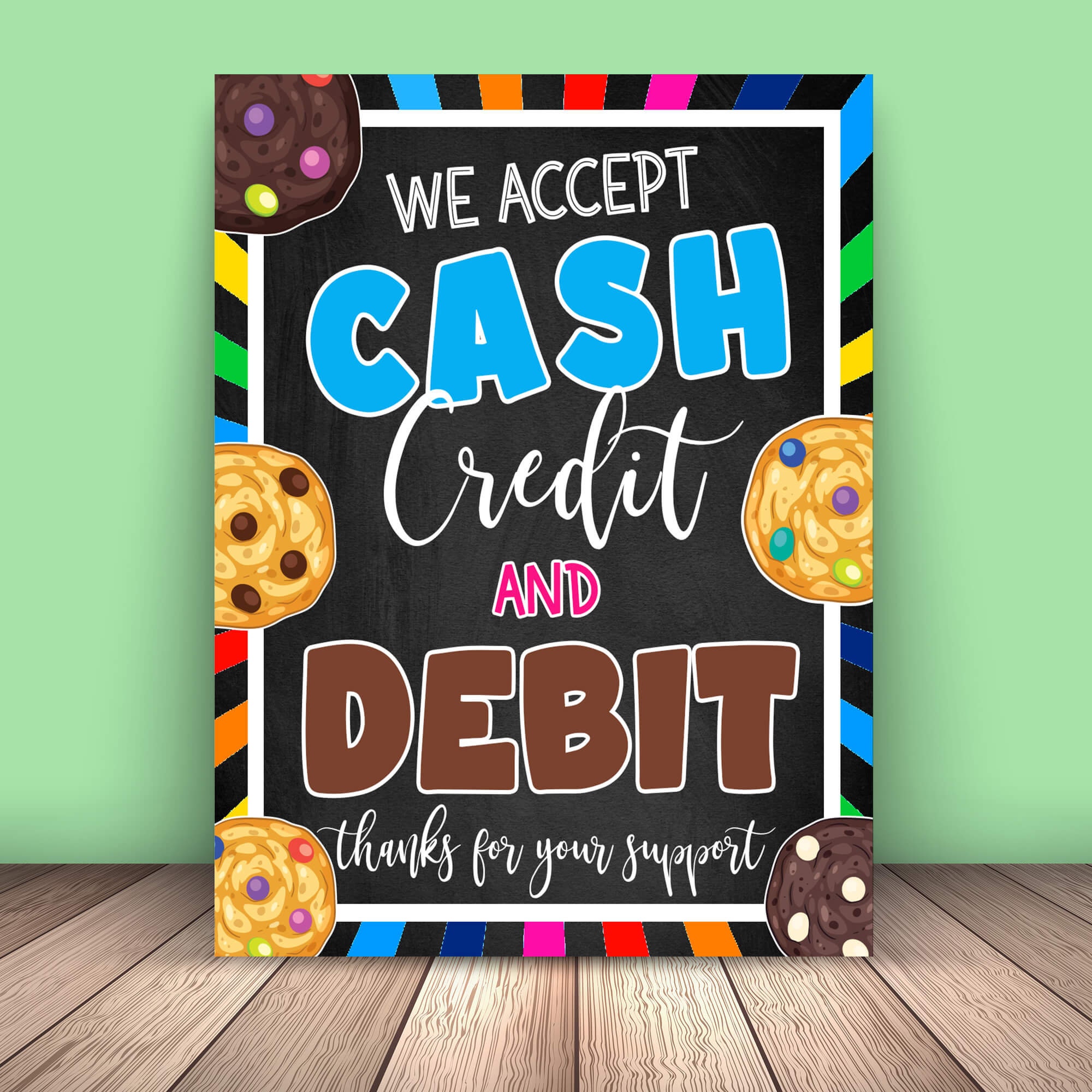Printable We Accept Cash, Credit and Debit Sign, Fundraising Booth ...