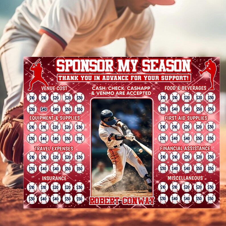 Editable Baseball Team Fundraising Donation Calendar - Etsy