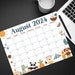 August 2024 Animal Summer Calendar, Printable Animal Themed August ...