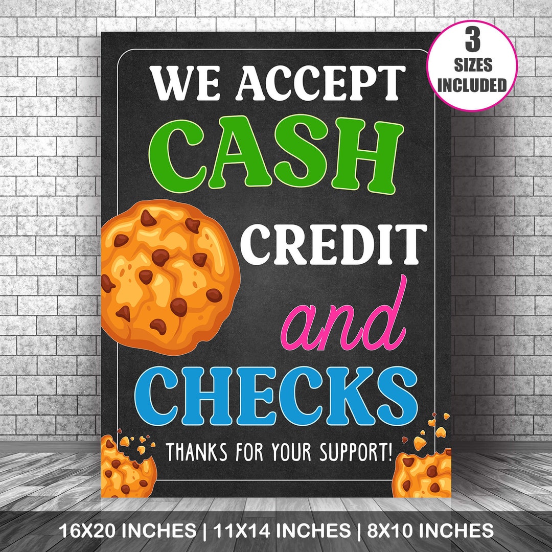 Printable PDF We Accept Payments Sign, Girls Scouts Cookie Booth, Cash ...