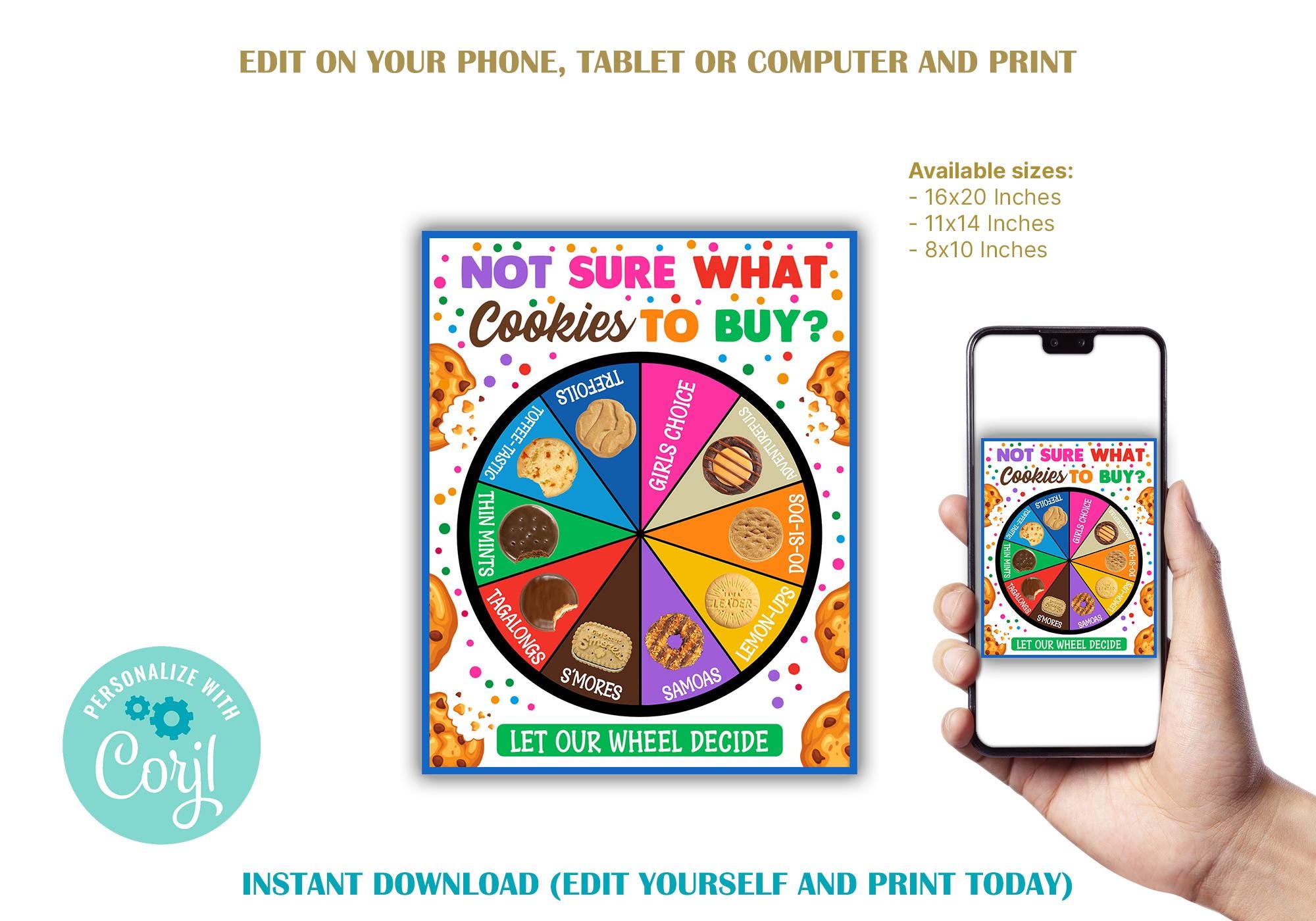 Editable Cookie Booth Wheel Sign, Printable PDF We Accept Payments Sign ...